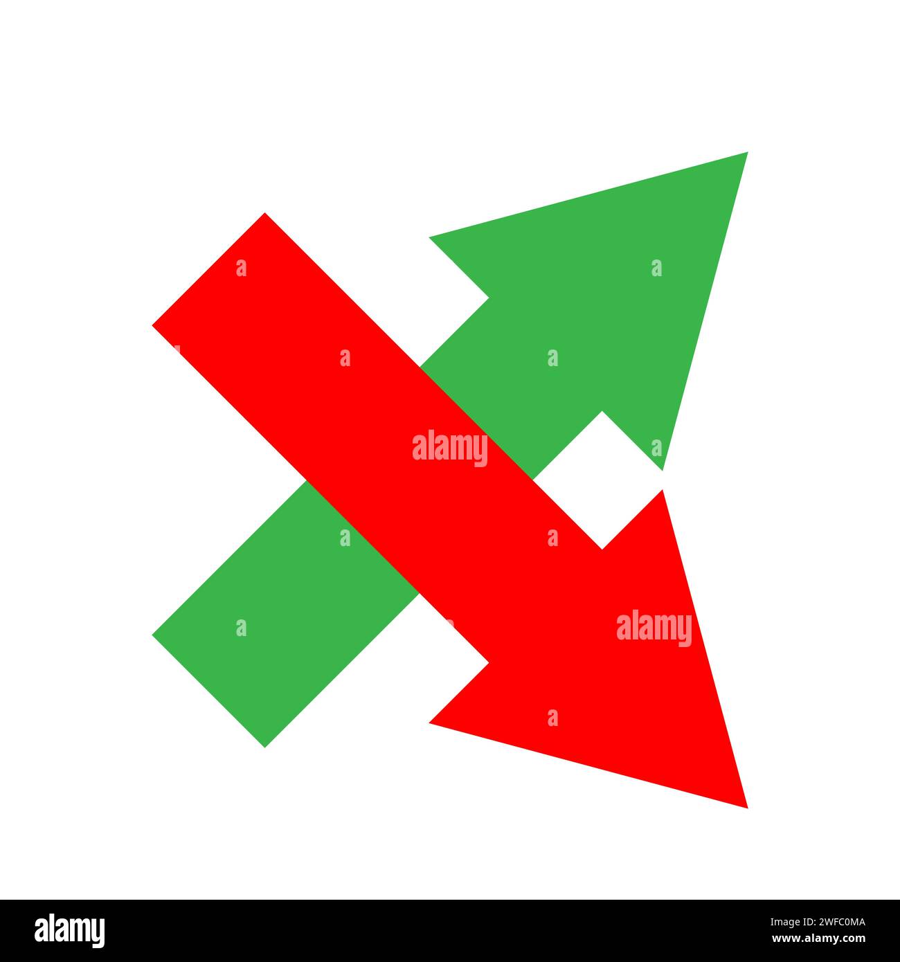 Cross from arrow. Red and green elements. Line art. Modern design. Hand ...