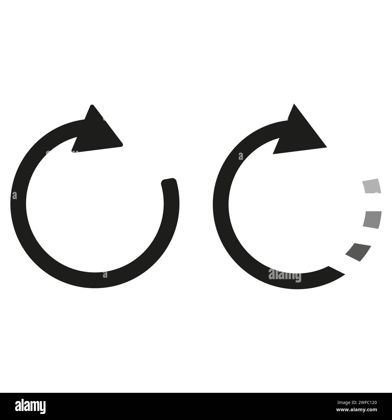 Circular arrow icon. Restart sign. Reload emblem. Update symbol. Technology concept. Vector ...