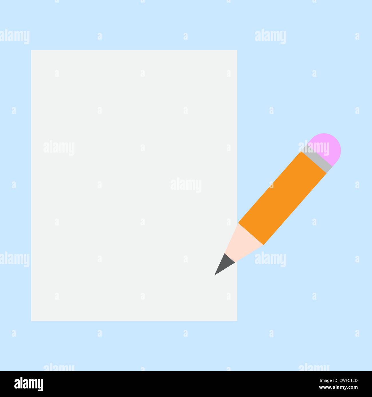 Pencil and paper. Colored background. Education concept. Realistic ...