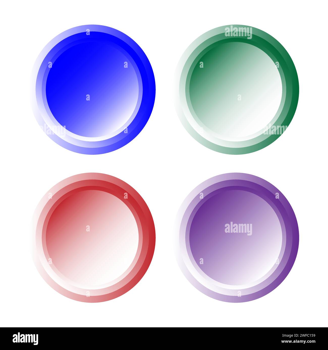 Concave button icon set. Blue, green, pink, purple colors. Pastel tones ...
