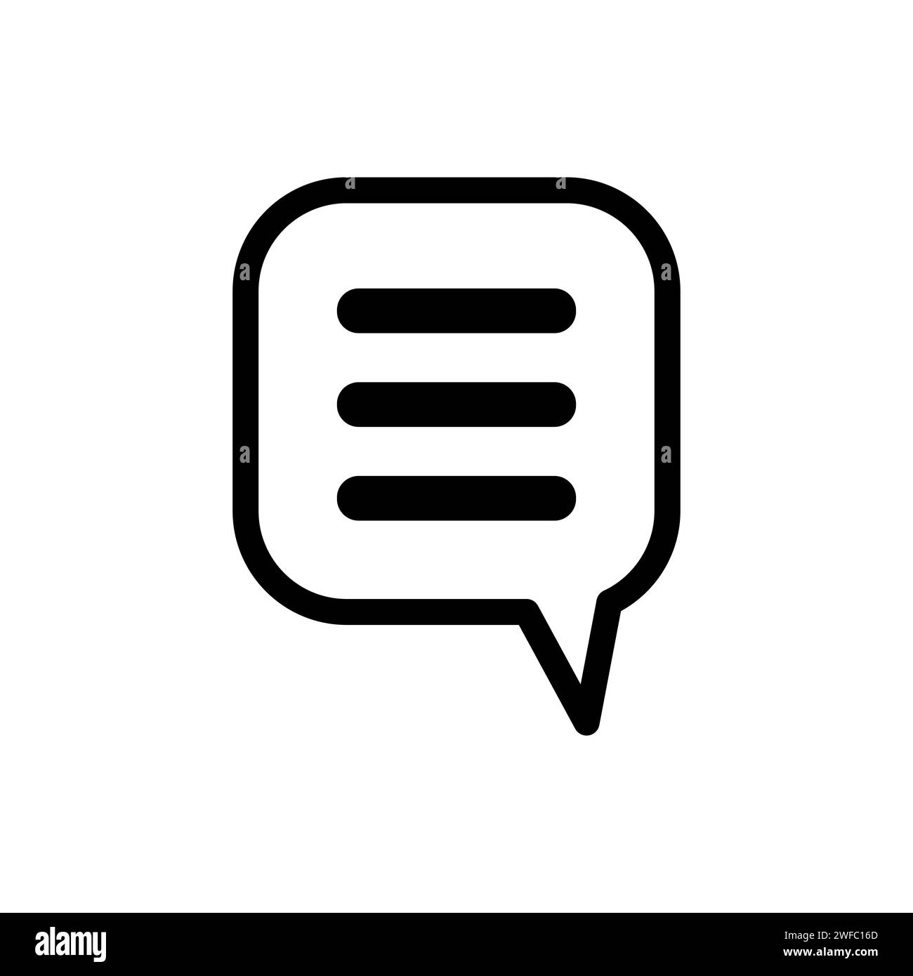 Square chat box icon. Message emblem. Soft outline. Dashed art. Simple ...