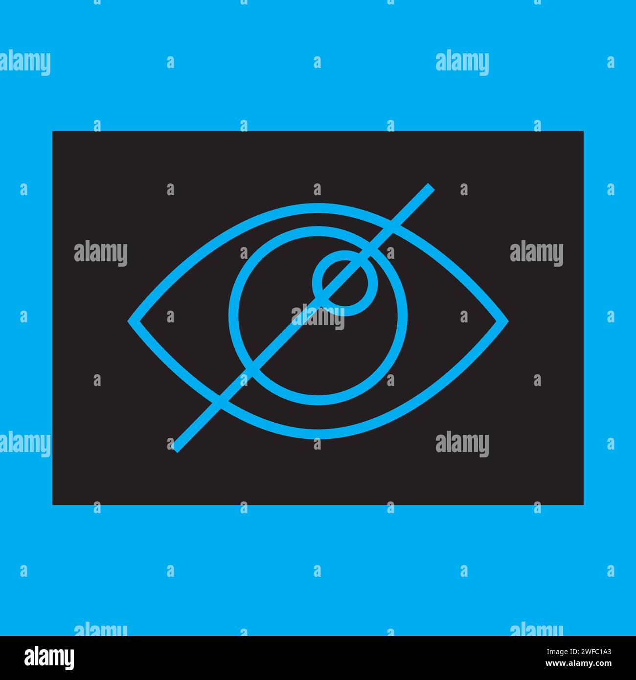Don`t look sign. Blue background. Confidential symbol. Private sign ...