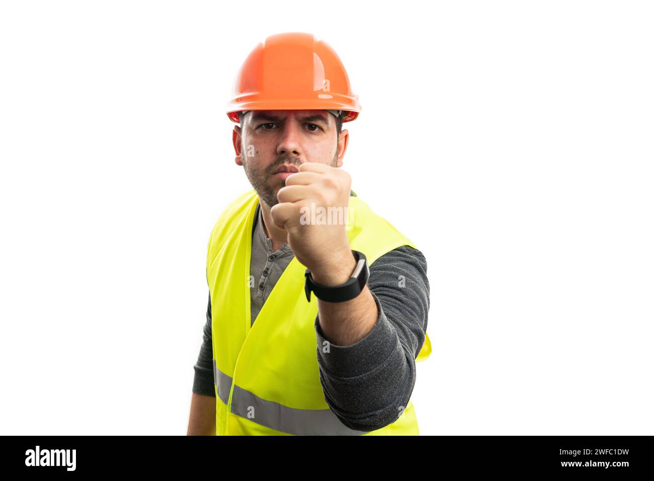 Helmet hand fist construction hi-res stock photography and images - Alamy