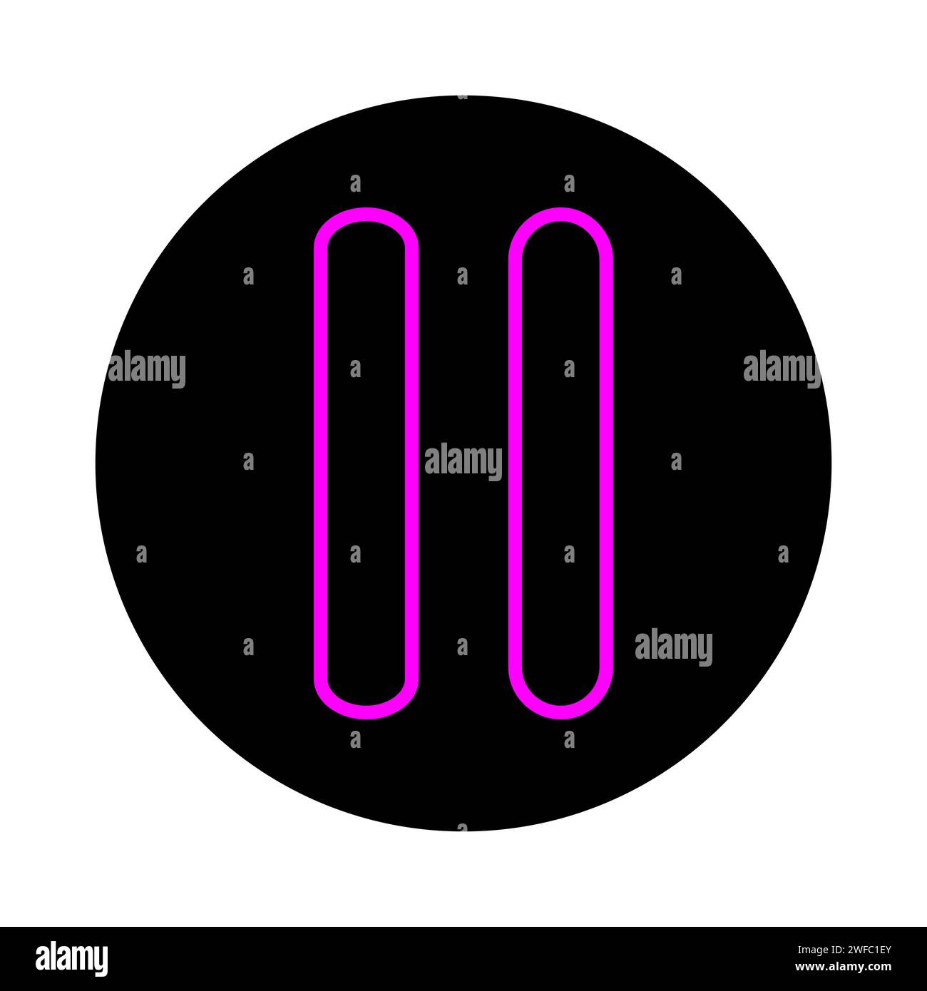 Pause icon. Pink sign in black circle. Multimedia background. Mobile ...