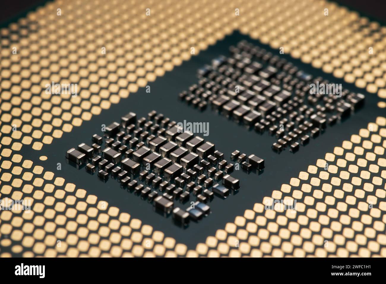 Closeup CPU or Central Processing Unit from motherboard, macro shot ...