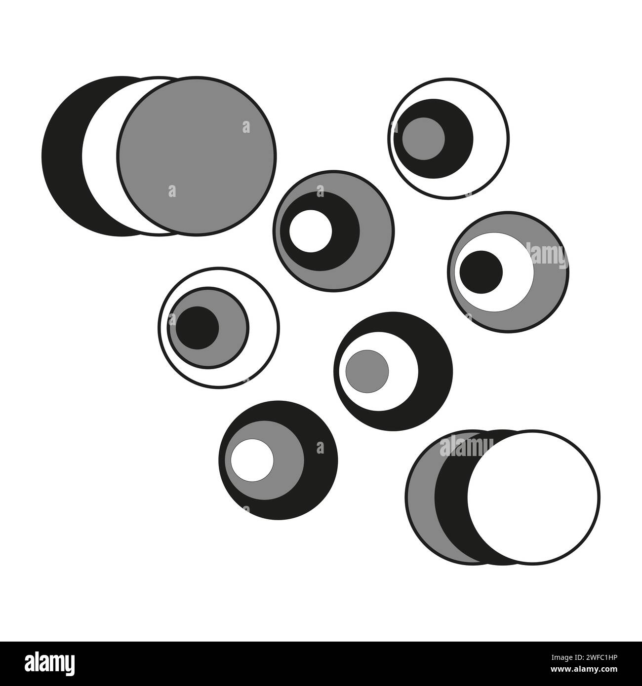 Abstract gray circles in circles. Geometric art. Vector illustration ...