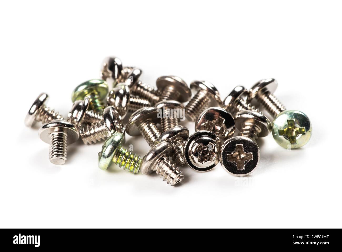 Stainless screws, fixation, bolt on white background Stock Photo - Alamy