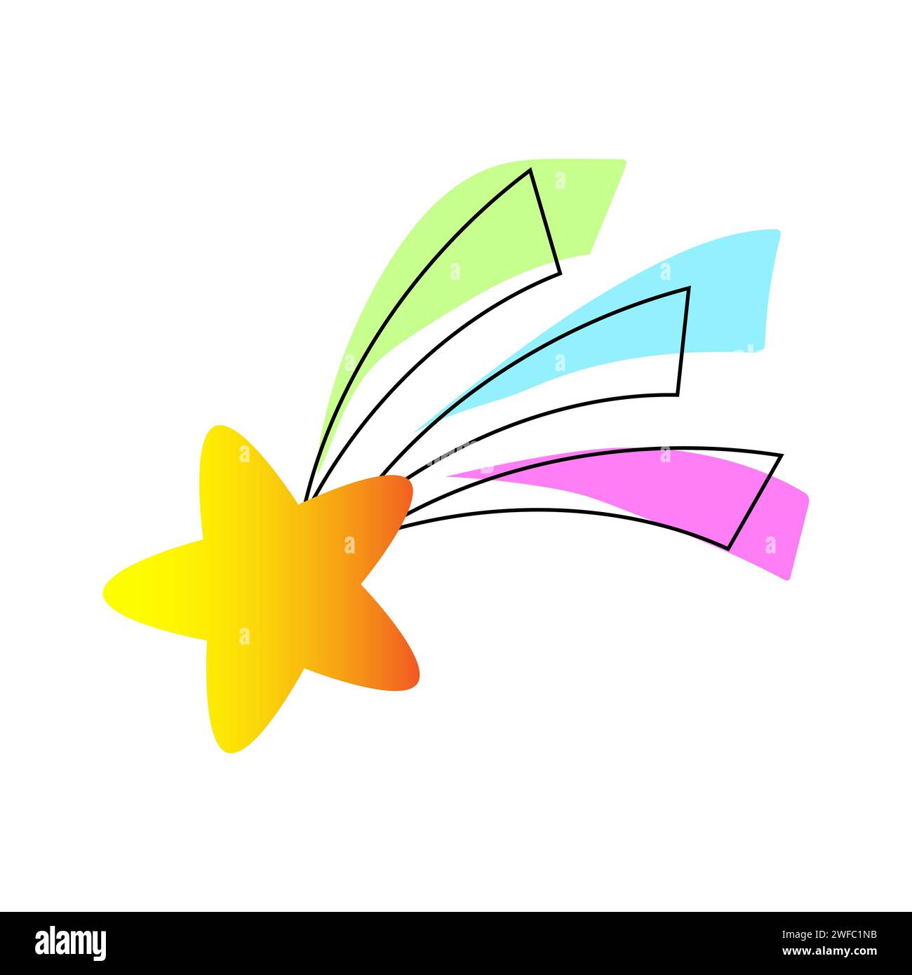 Abstract shooting star. Pastel color sky. Star icon. Vector ...