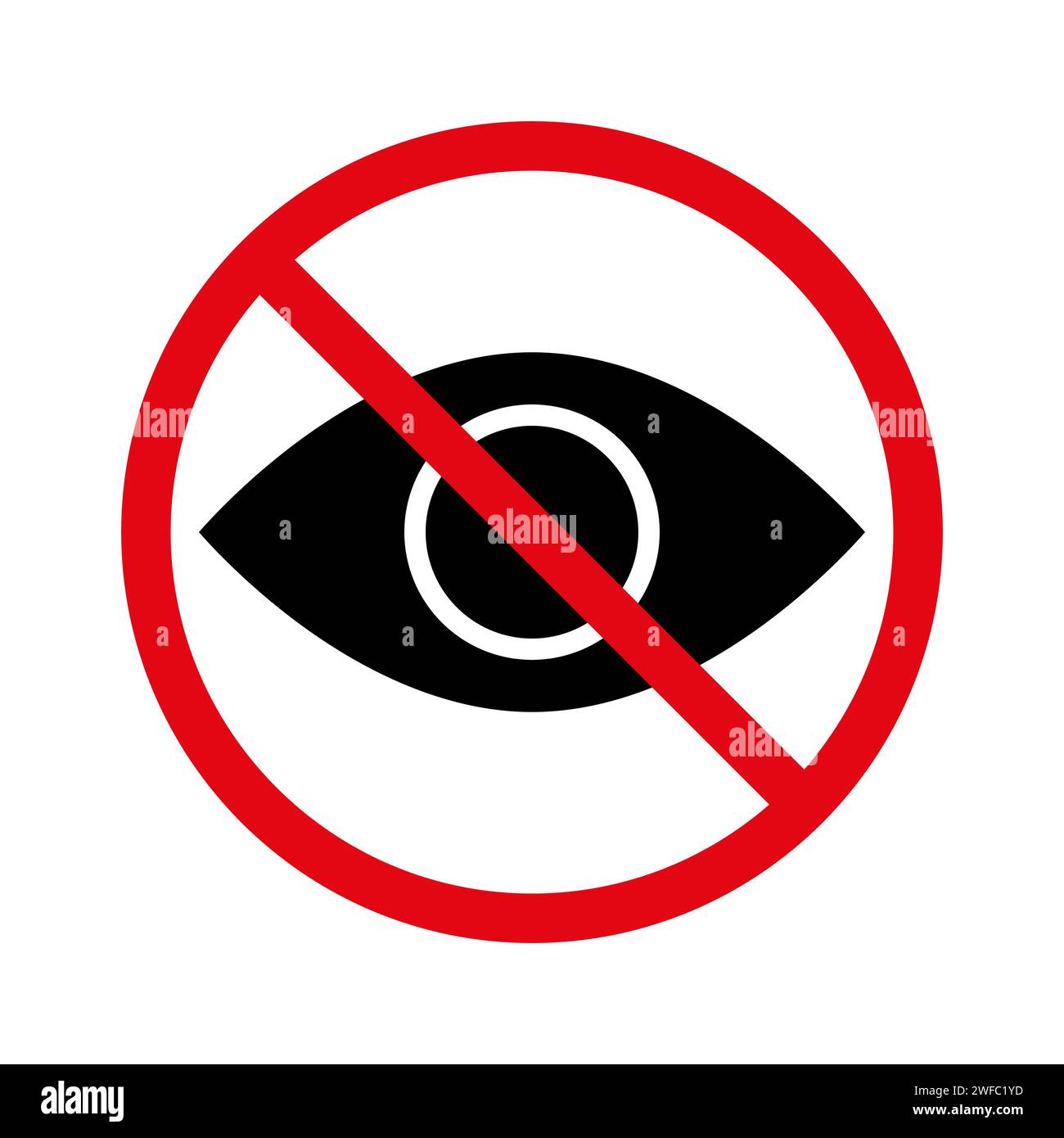 Don't watch sign. Eye element. Red circle. Forbidden icon. Warning ...