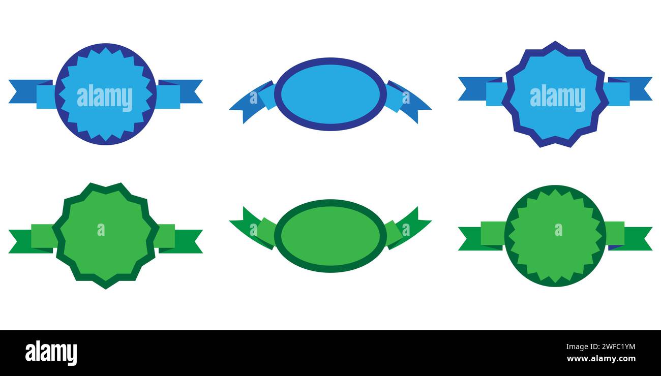 Award badge set. Blue and green icon. Trophy sign collection. Template ...