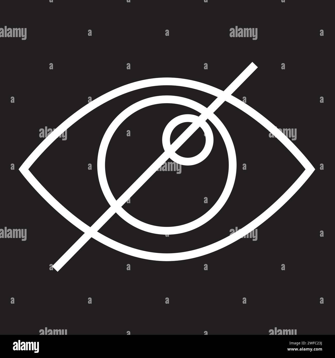 Don`t watch icon. Black backdrop. Visibility concept. Confidential ...