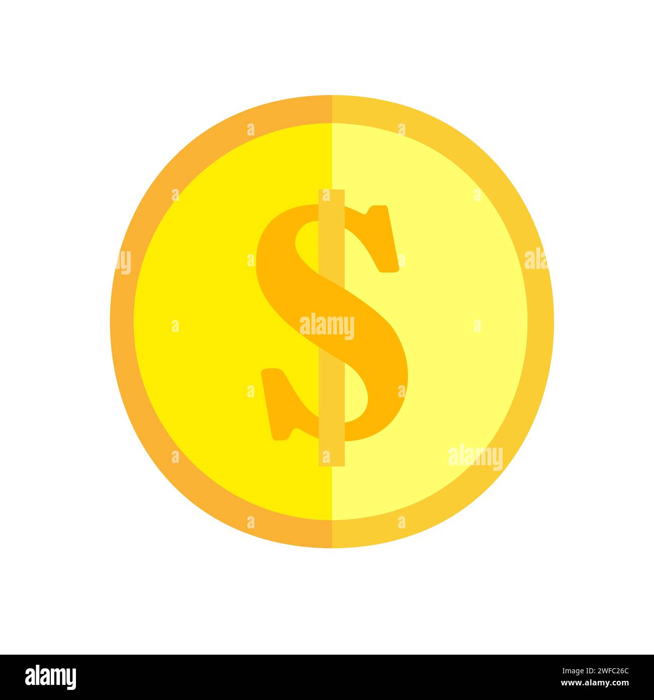 Dollar coin sign. Finance background. Golden flat insignia. Isolated ...