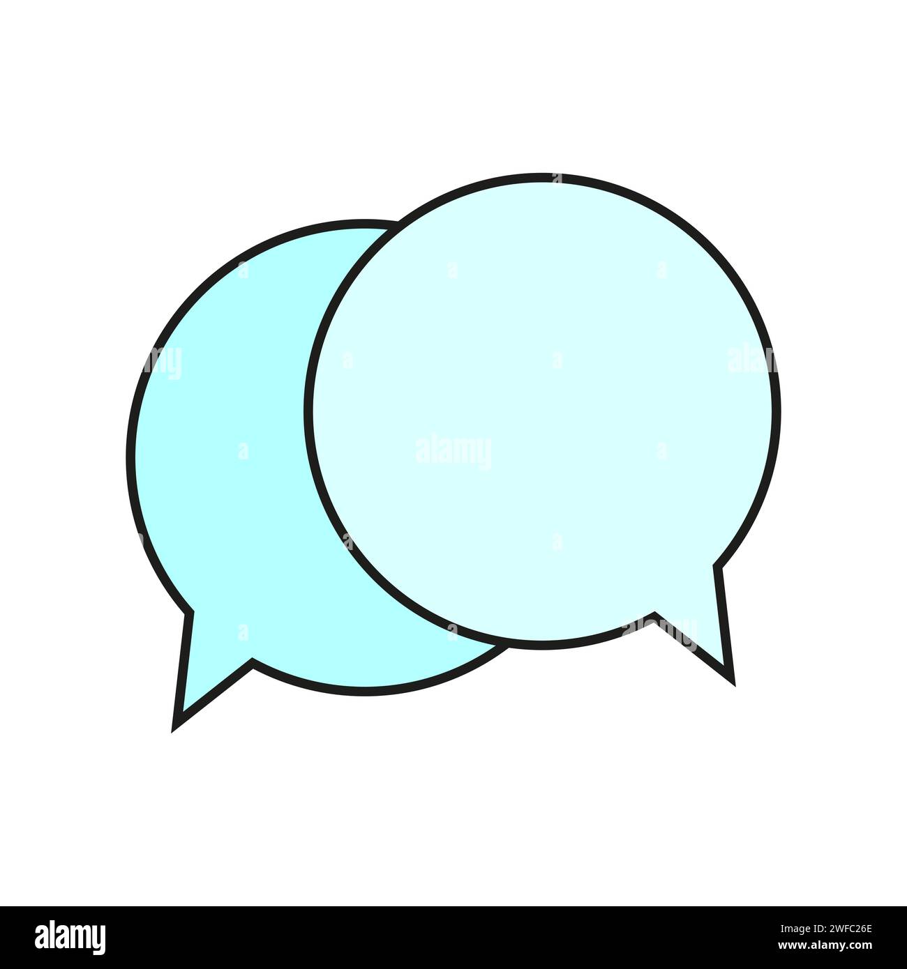 Round speech bubble icon. Blue chat sign. Cartoon style. Communication ...