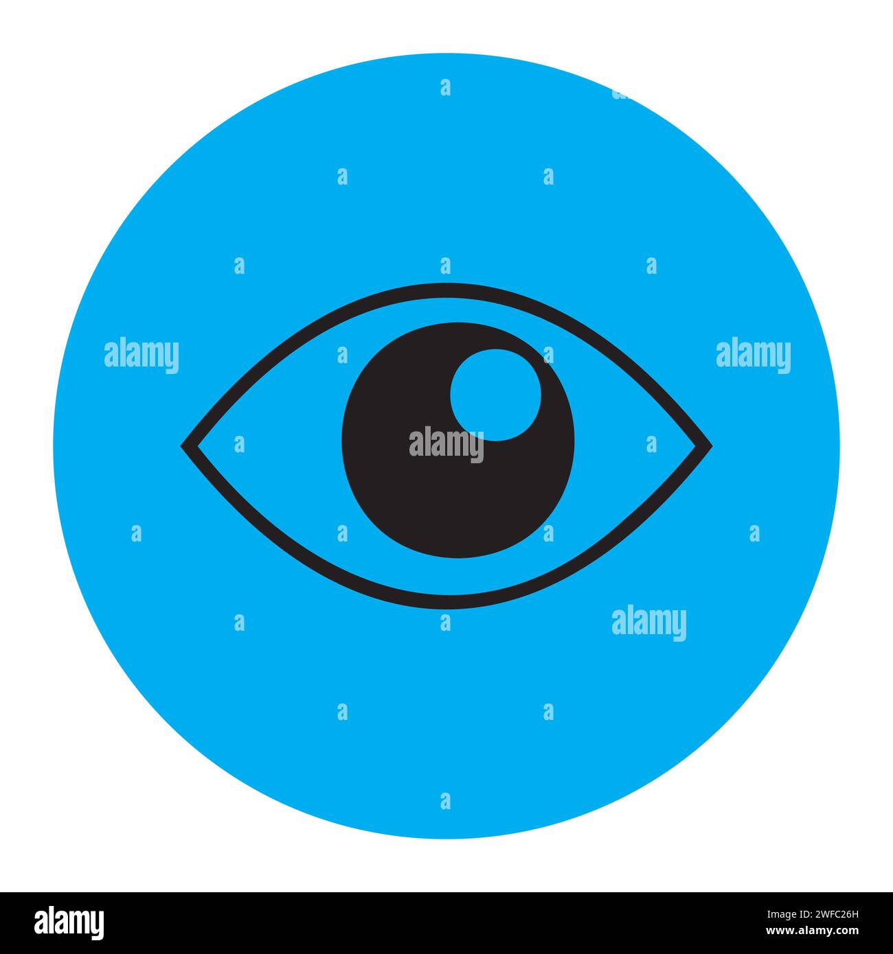 Eye icon. Blue circle. Business silhouette. Medicine background. Health ...