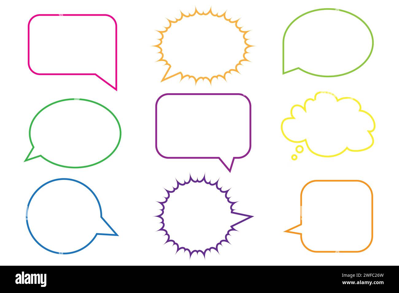 Colored speech dialogue set. Communication concept. Hand drawn sketch ...