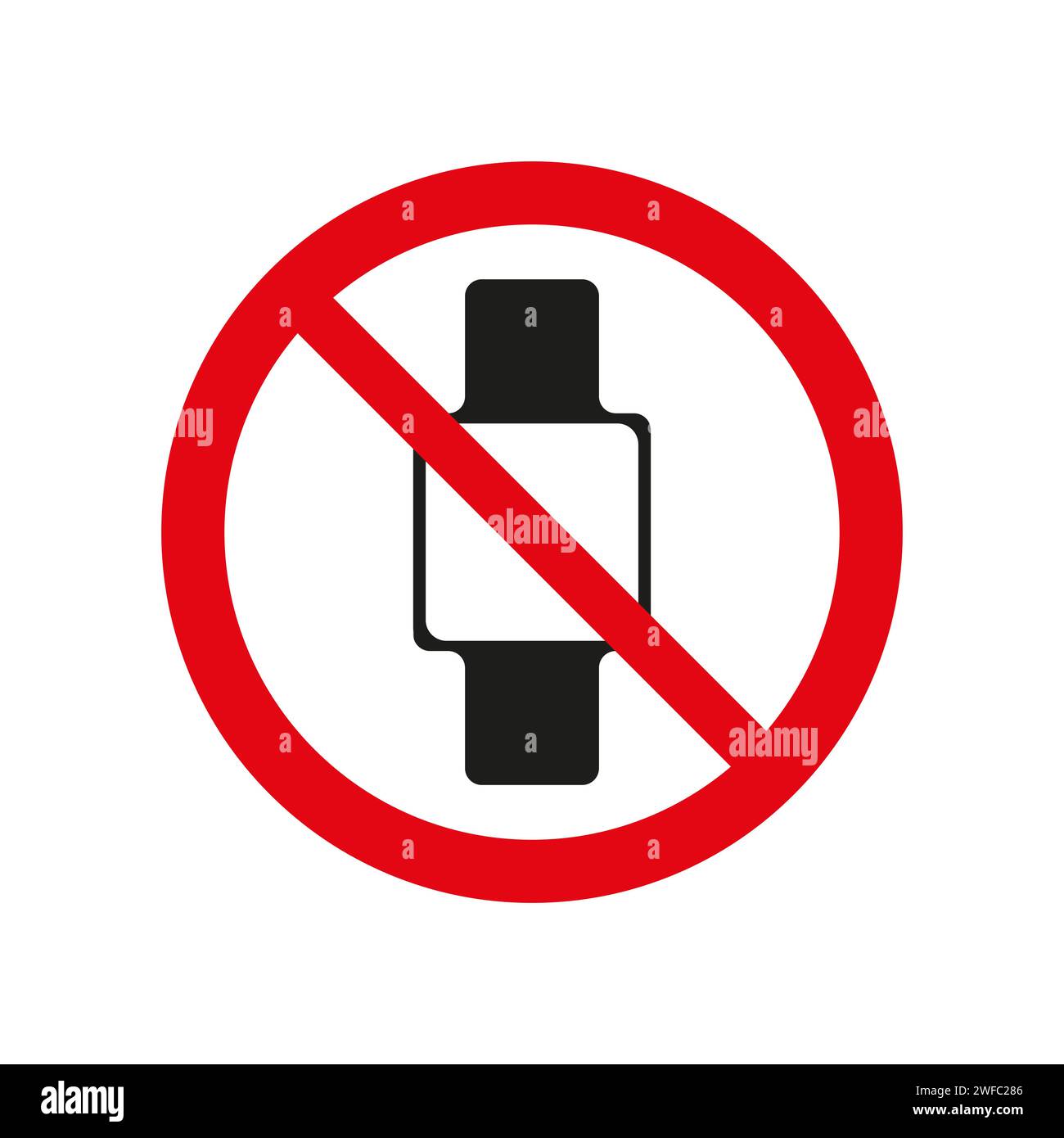 No smart watch sign. Red circle. Forbidden icon. Stop symbol. Modern ...