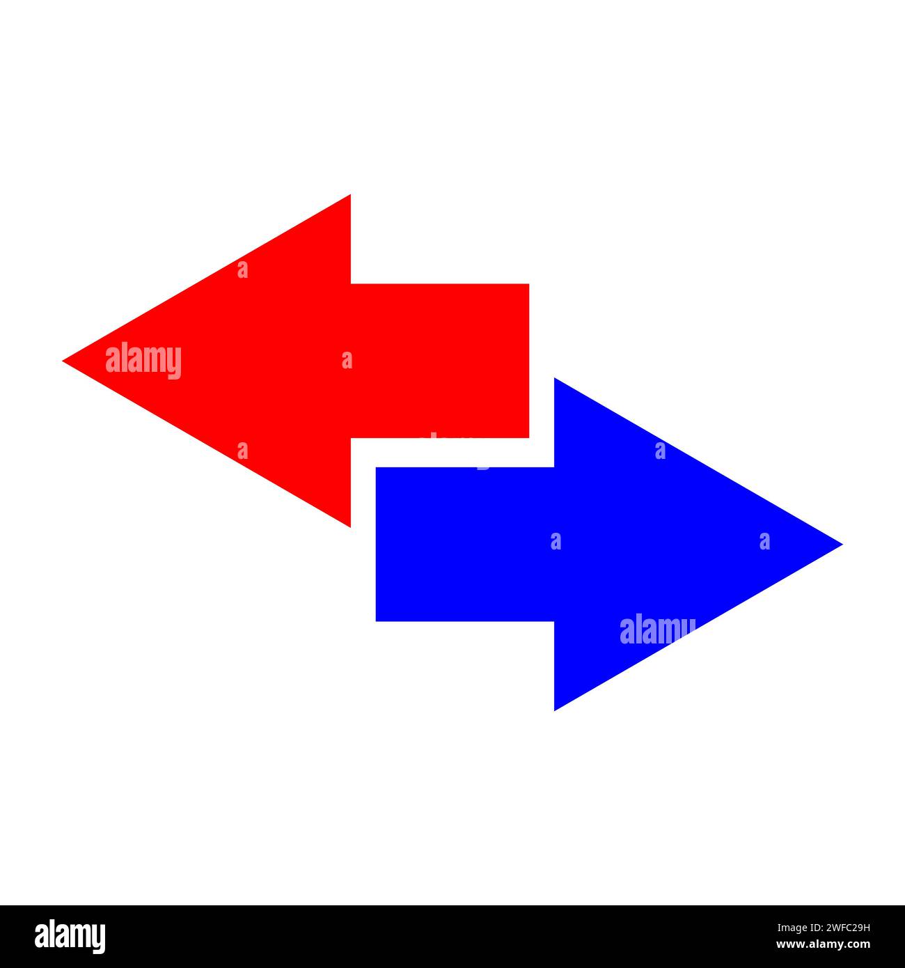 Double arrow icon. Red and blue. Exchange sign. Synchronize process ...