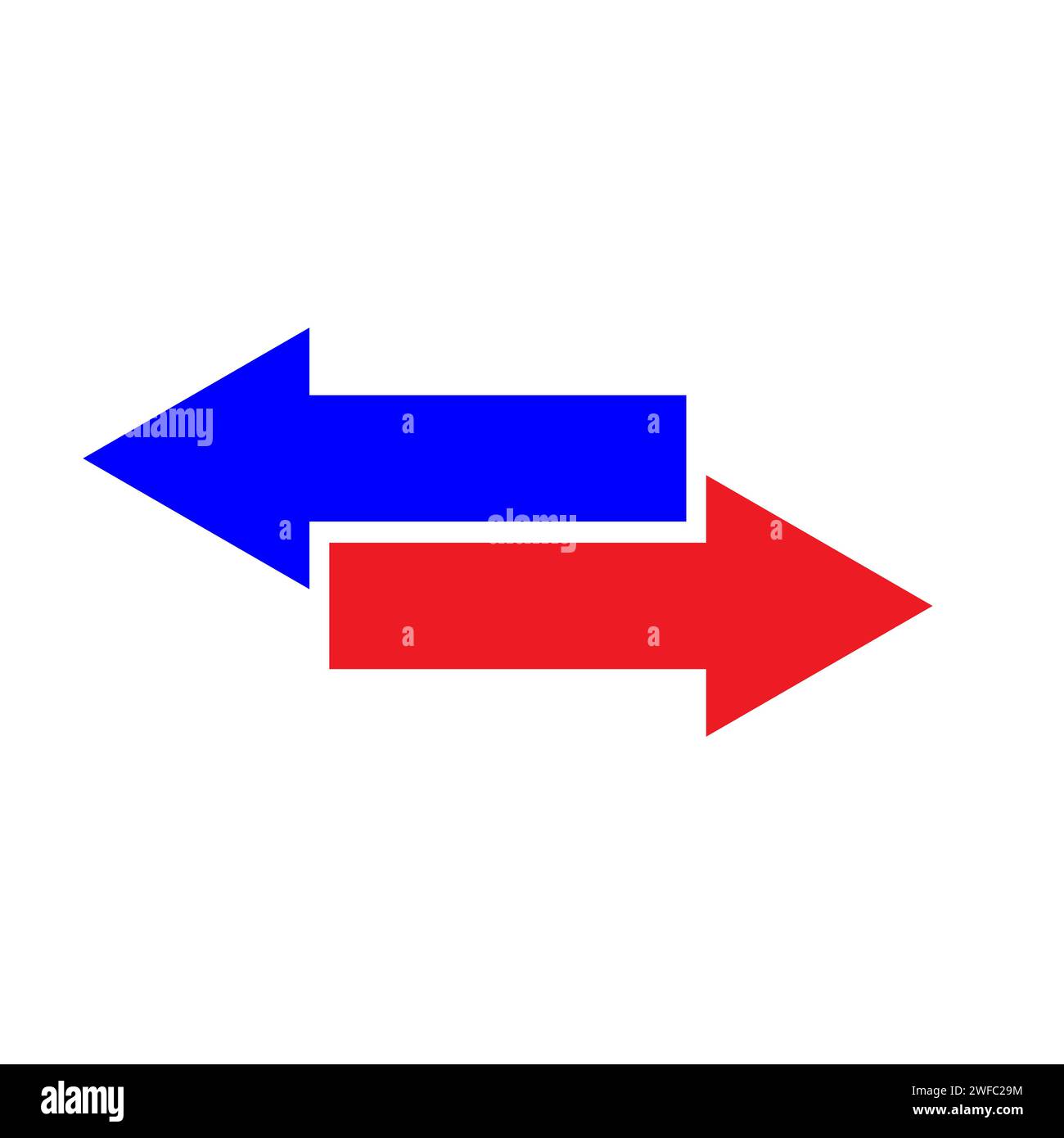 Double arrow icon. Red and blue. Abstract graphic. Exchange sign ...