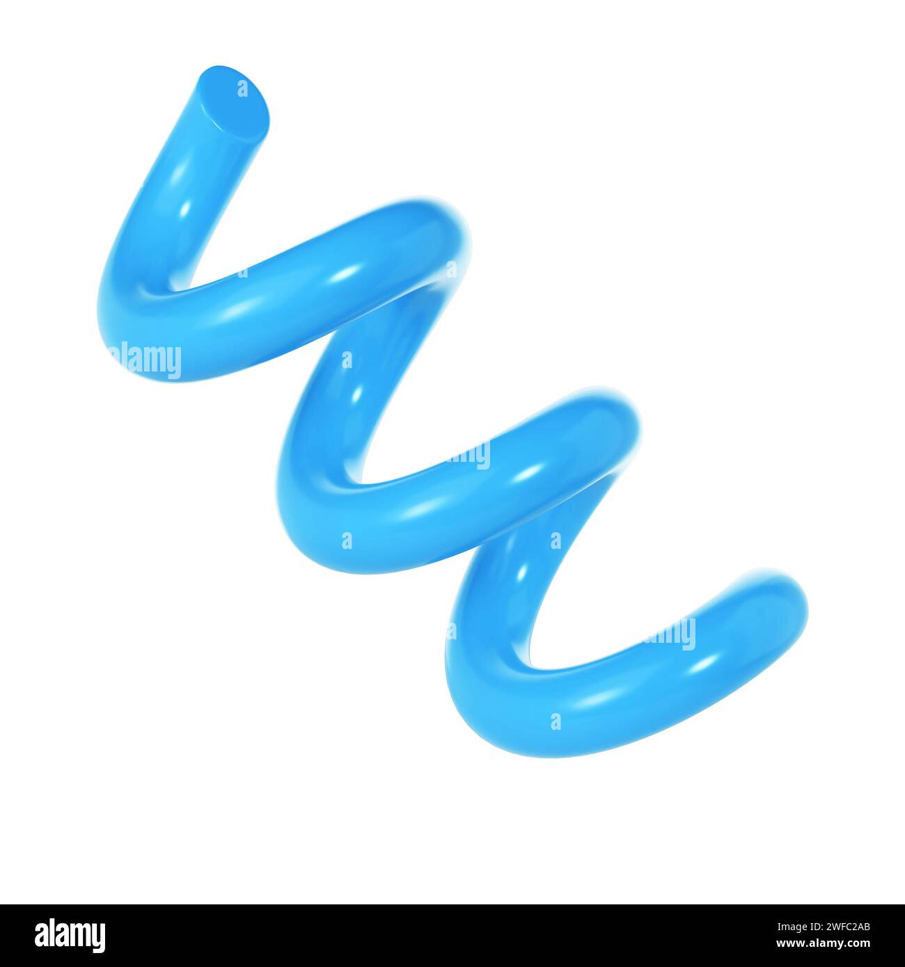 3d Spiral curve line decorative abstract element blue color. Realistic ...