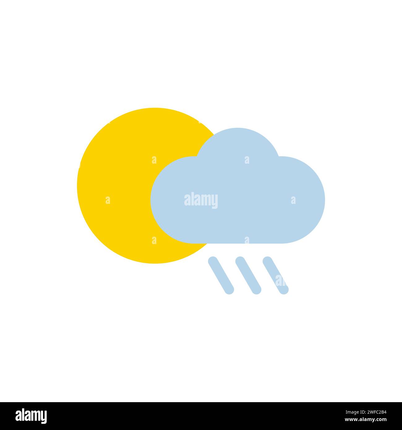 Raining cloud icon. Thin line. Cartoon art. Sun sign. Weather forecast ...