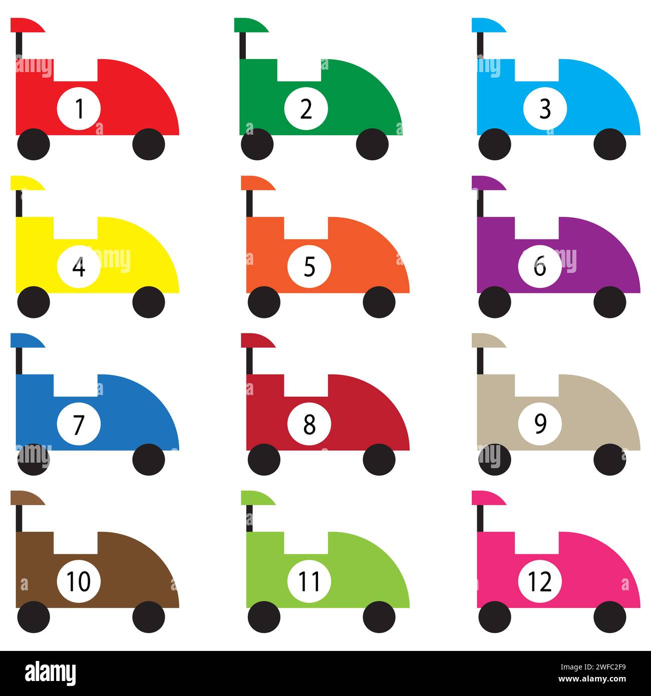 Racing kids cars collection. Colorful elements. Character design. Sport ...