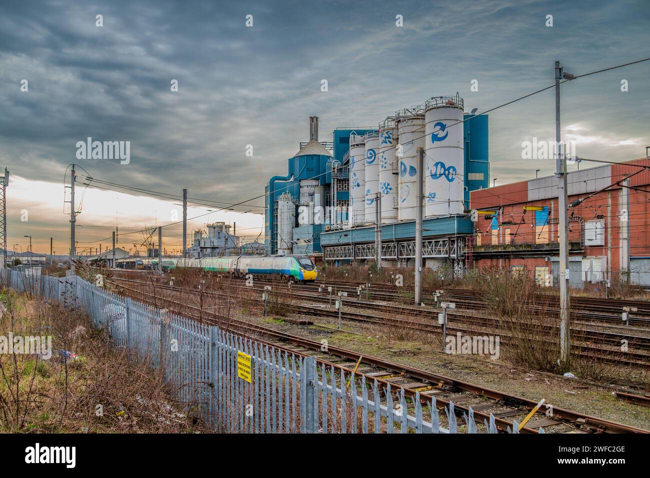 Warrington Bank Quay station with the redundant Unilever Faberge soap ...