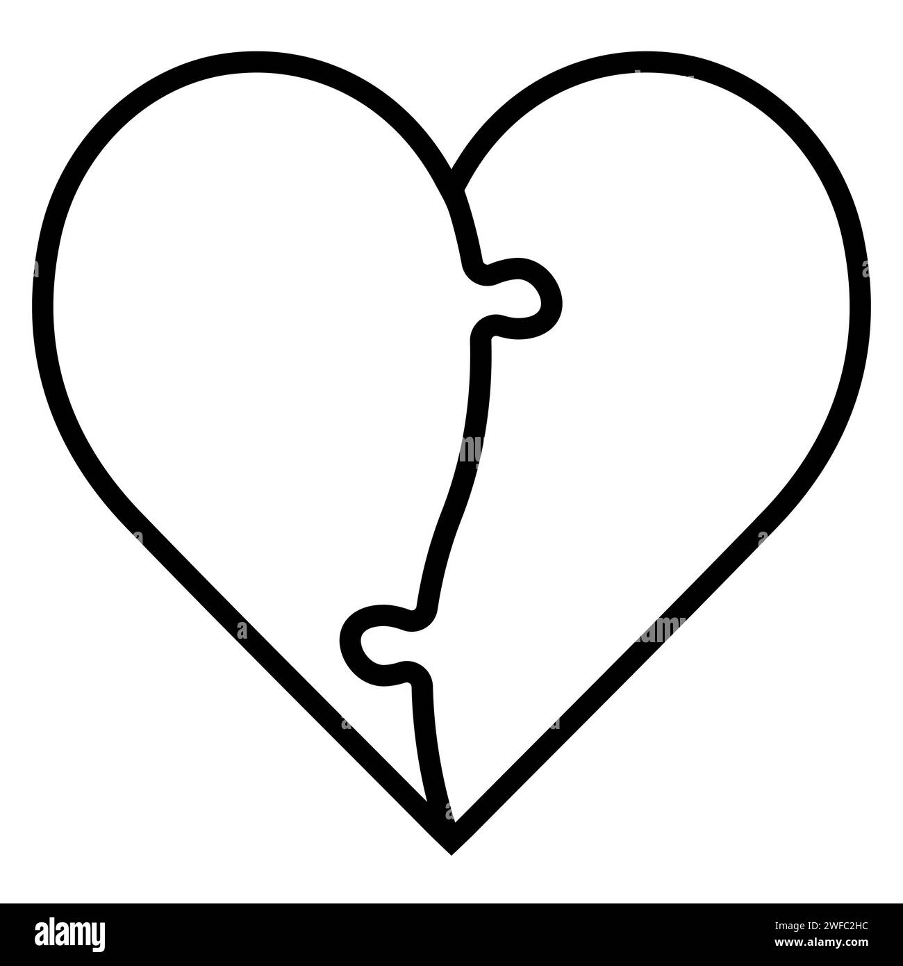 Heart from two halves puzzles, love connecting puzzle shape heart Stock ...