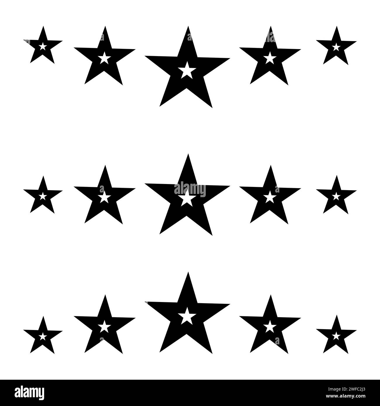 Black stars set. Hand drawn picture. Abstract quality element. Trendy ...