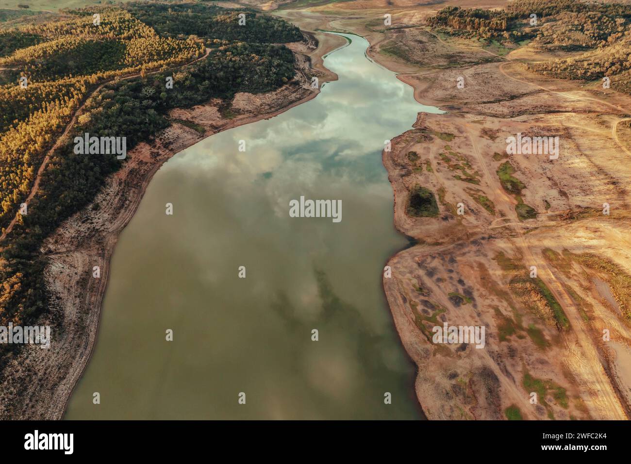 Drone view of nature landscape in Vale de Agua in portugal Aerial view ...