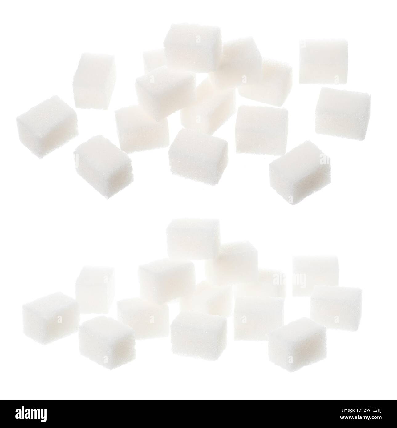 Collection of white sugar cubes, isolated on white background Stock ...