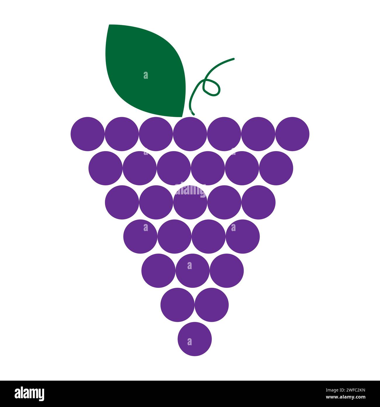Purple grape icon. Round shapes. Minimal style. Fruit logo. Vine symbol. Flat design. Vector ...