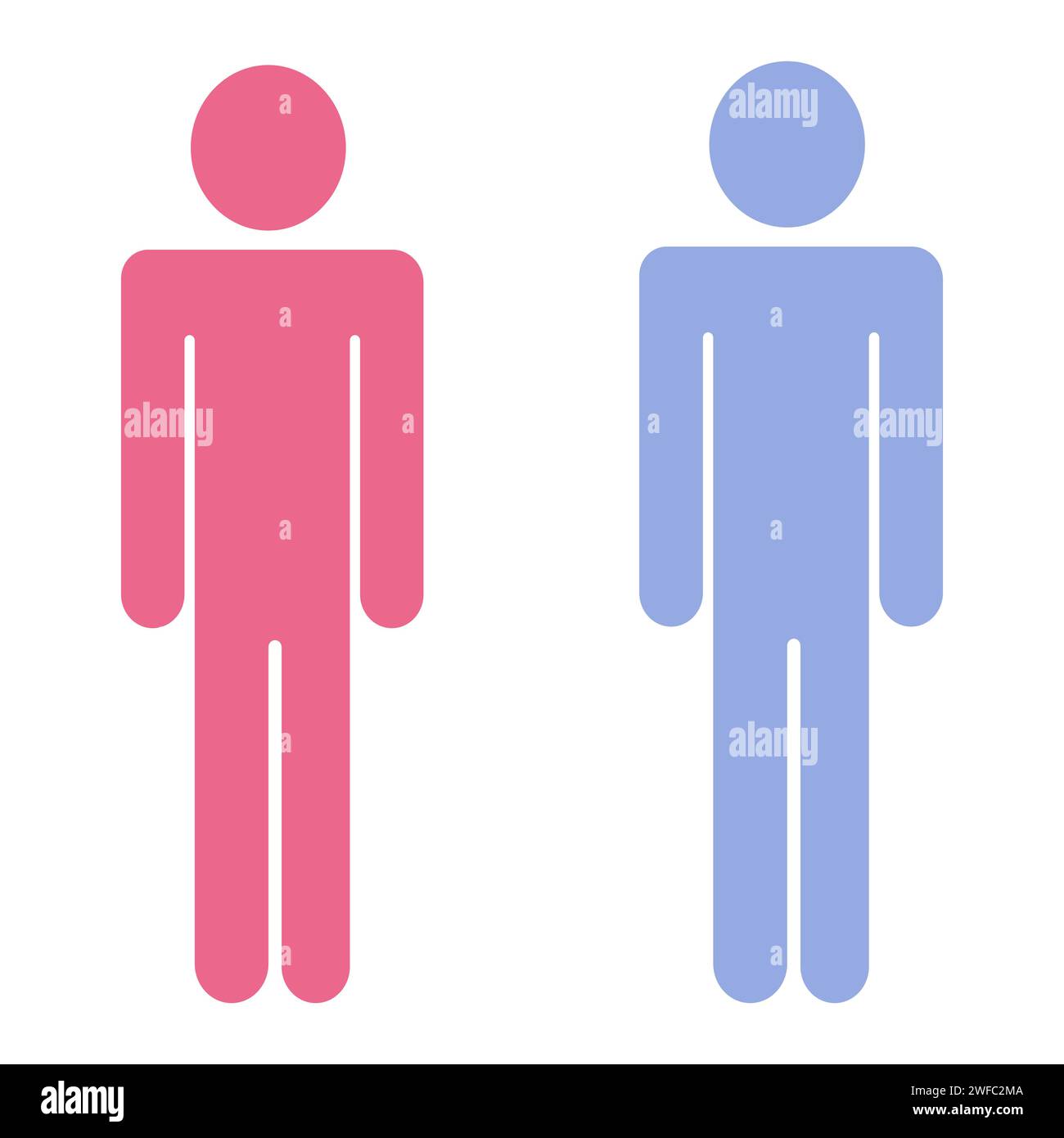 Man Icon Colored Sign Blue And Pink Human Silhouette Flat Design