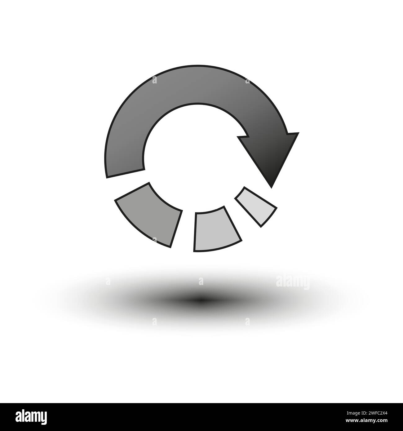 wide circular arrow. Outline symbol. Vector illustration. EPS 10 Stock ...