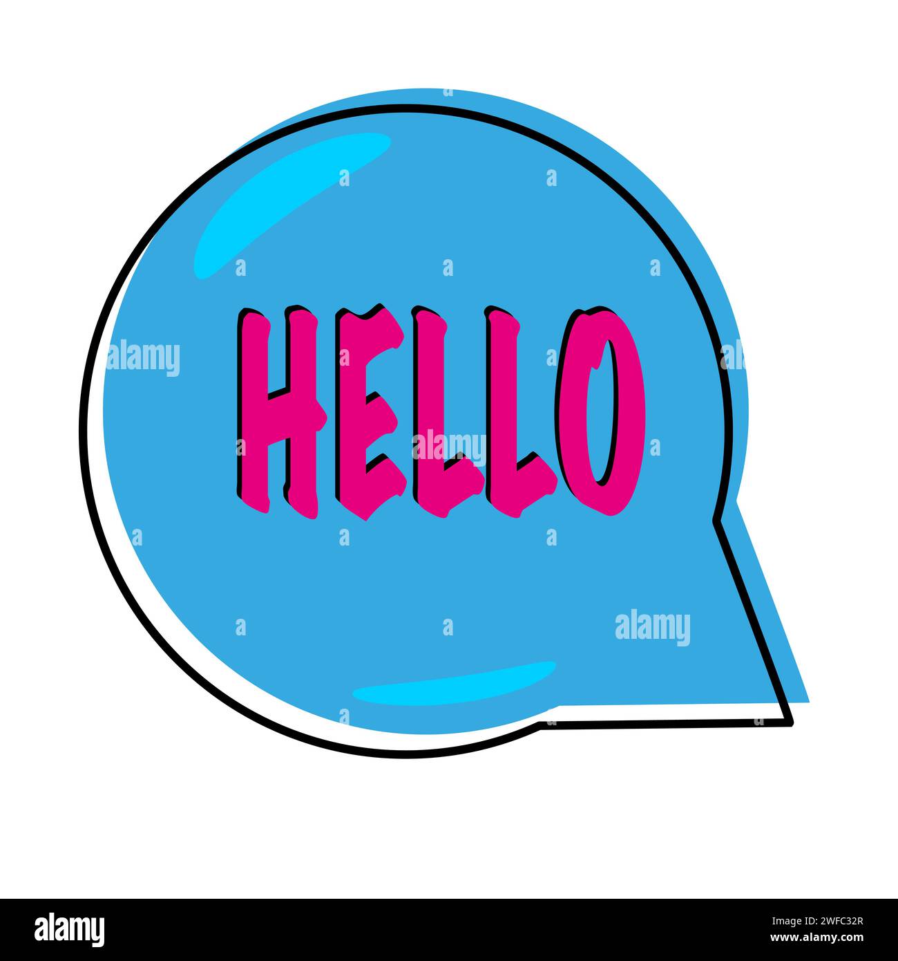 Blue Hello Speech Bubble Icon Simple Design Chat Communication Symbol