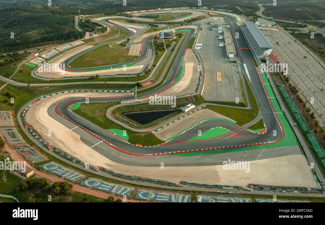 Motorsport race track in Portimao Portugal aerial view of the Autodromo ...