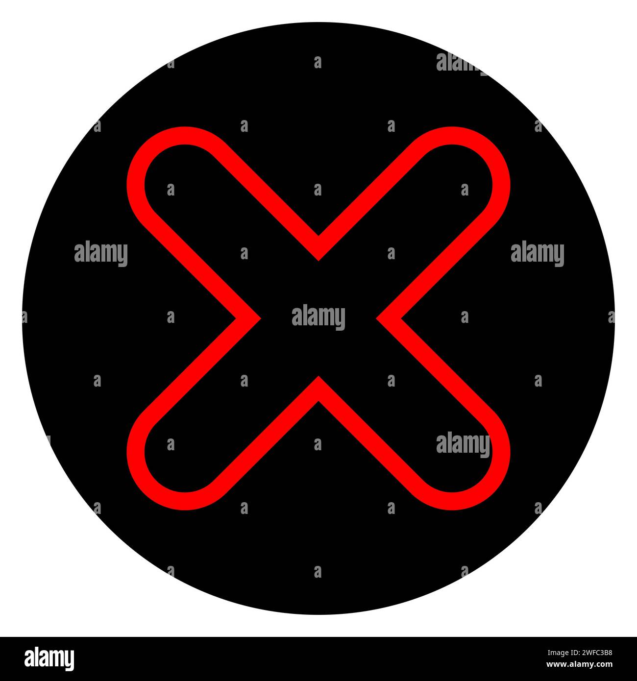 Red cross silhouette icon. Black circle. Mark element. App design ...