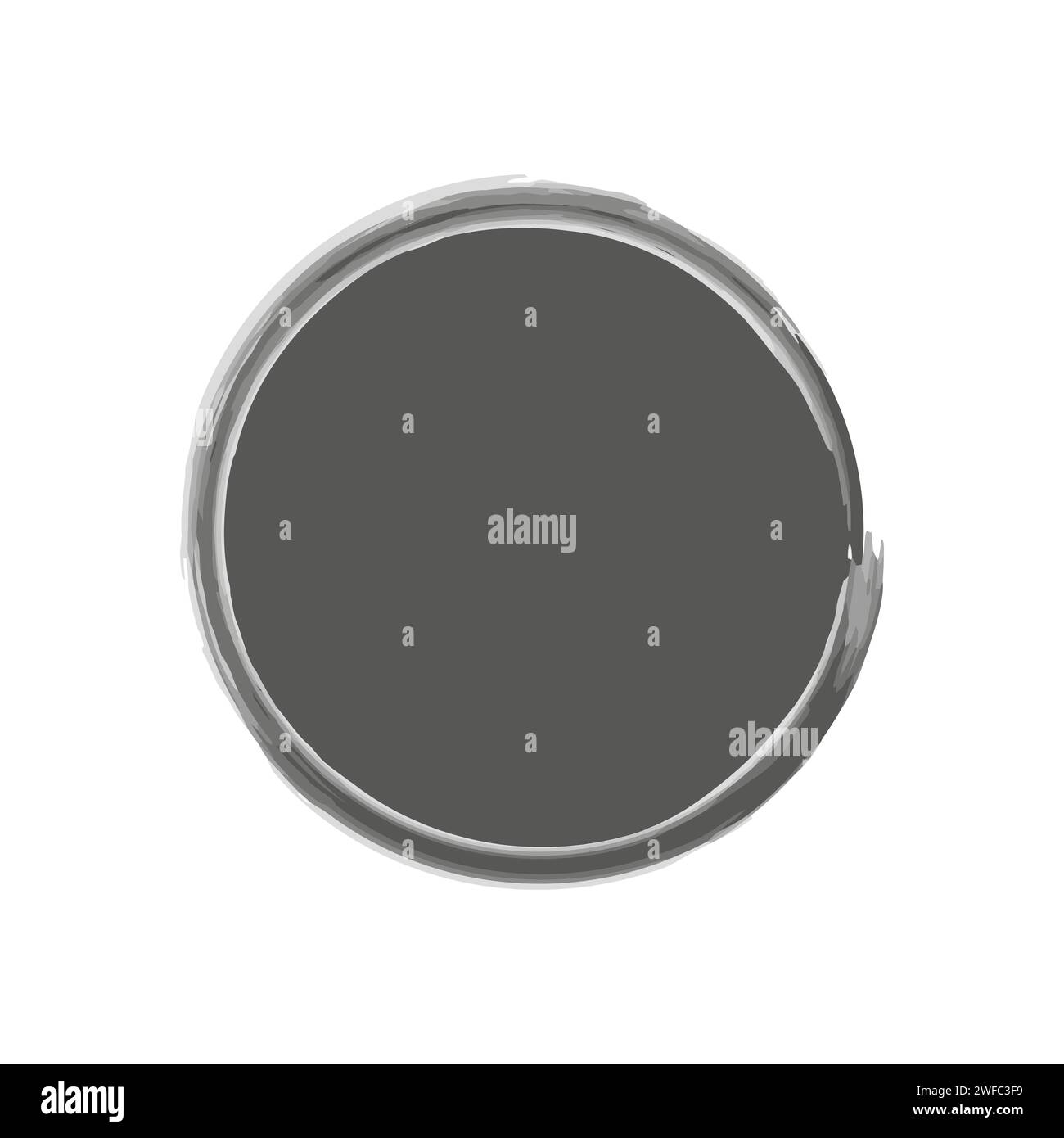 Gray circle icon. Abstract ink sign. Paint brush picture. Realistic ...