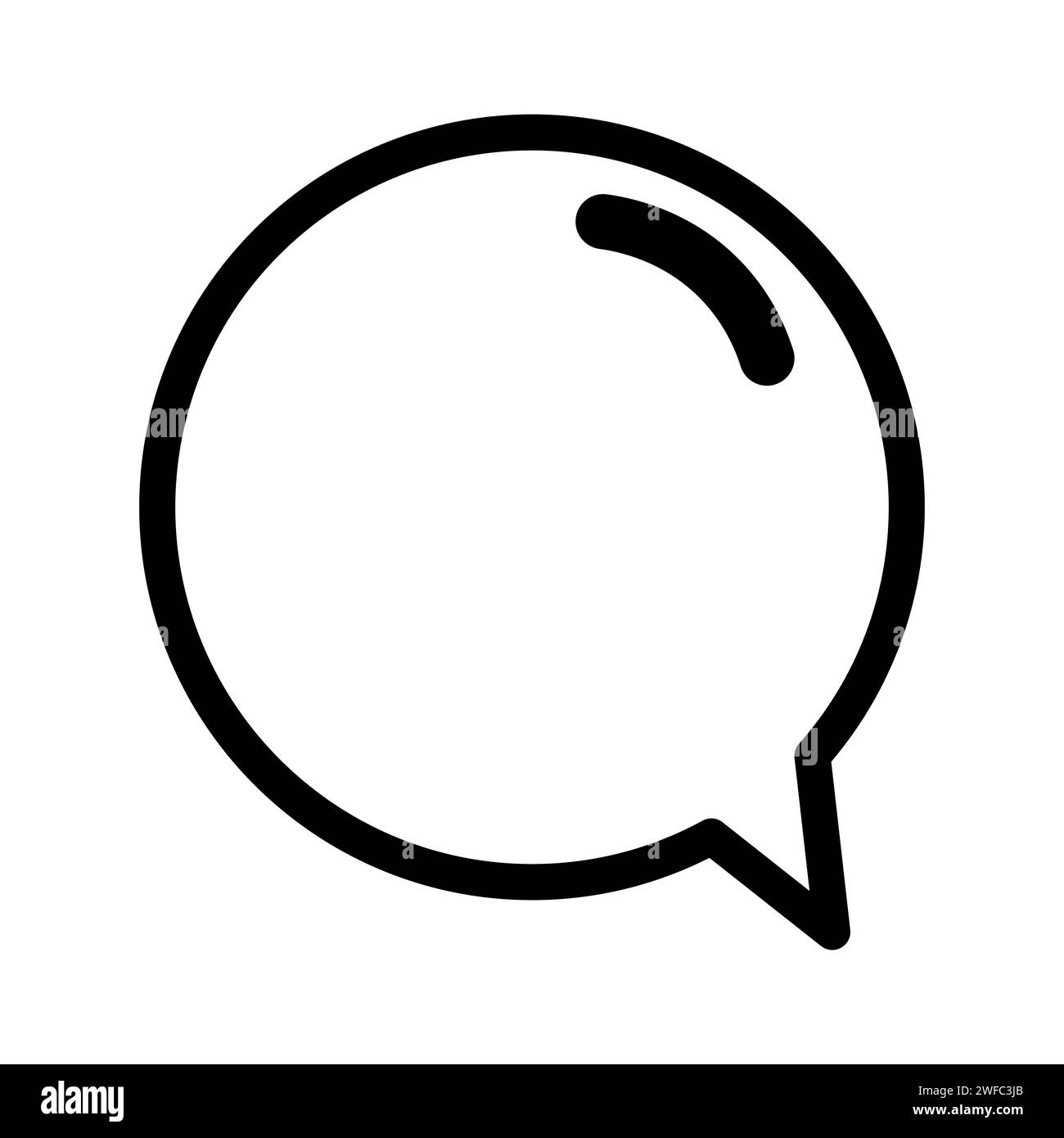Round speech bubble icon. Black outline. Chat sign. Cartoon art ...