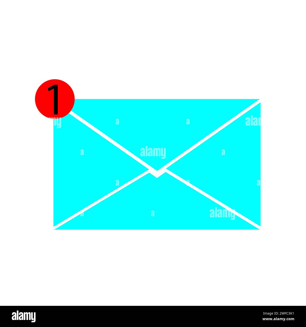 Blue letter icon. Correspondence notification. Mobile app sign ...