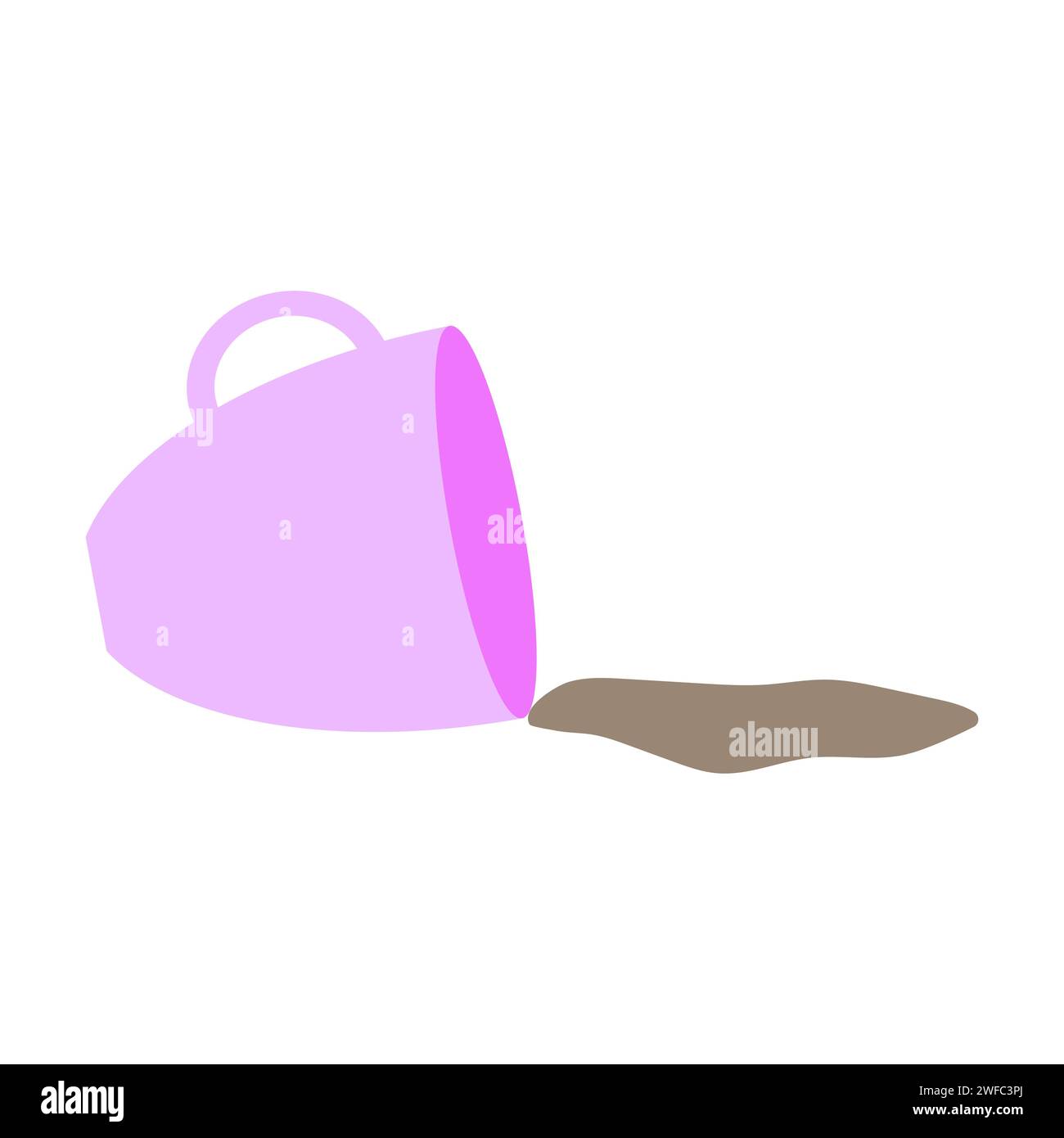 Spill cup on floor. Isolated object. Cartoon style. Simple design. Hand ...