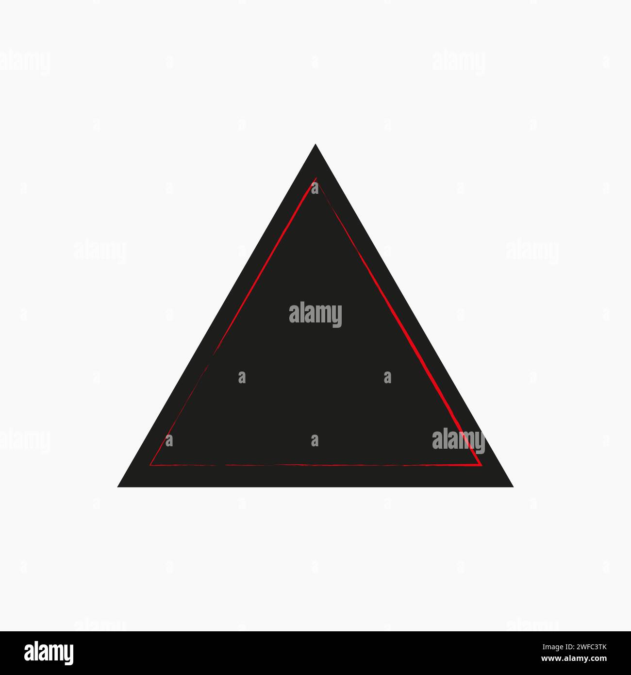 Black triangle icon with thin red stripes. Creative geometric figure ...