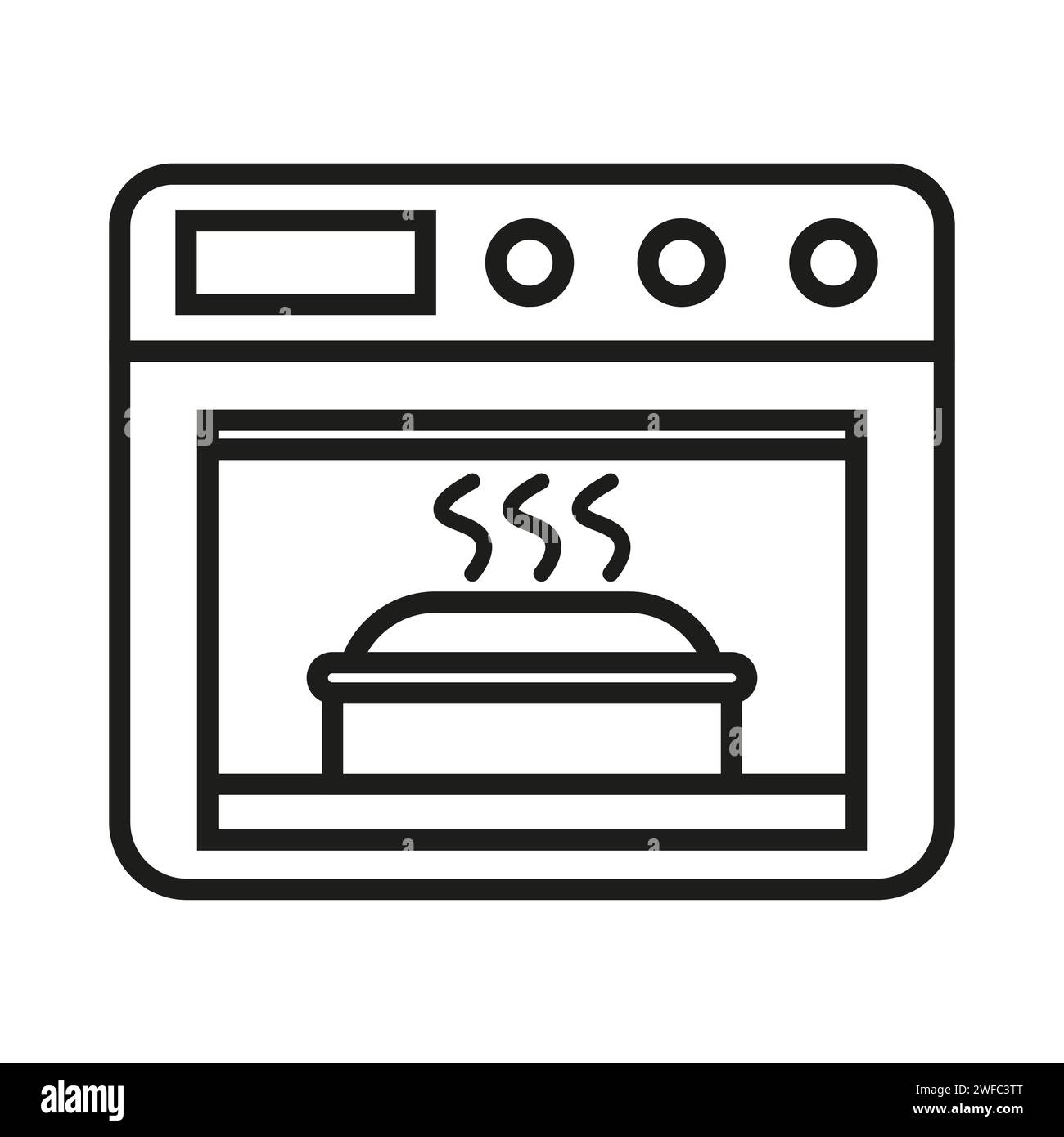 Oven with cake icon in linear style. Vector illustration. stock image. EPS 10 Stock Vector Image ...