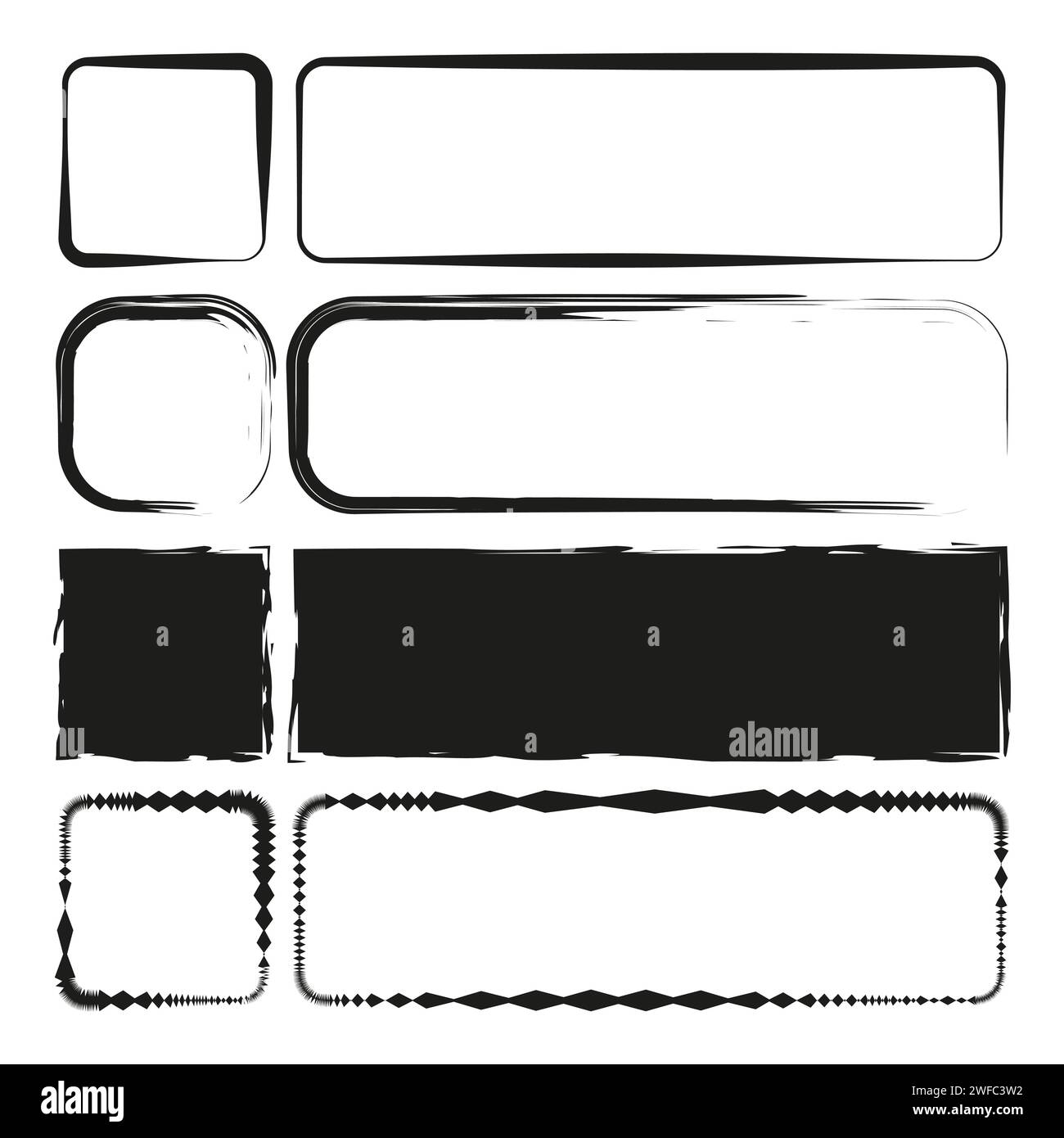 Brush frame rectangular square. Simple line frame set. Vector ...