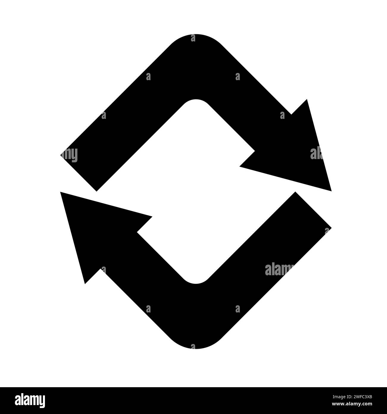 Square cyclic rotation icon. Rhombus figure. Arrow sign. Technology concept. Line art. Vector ...