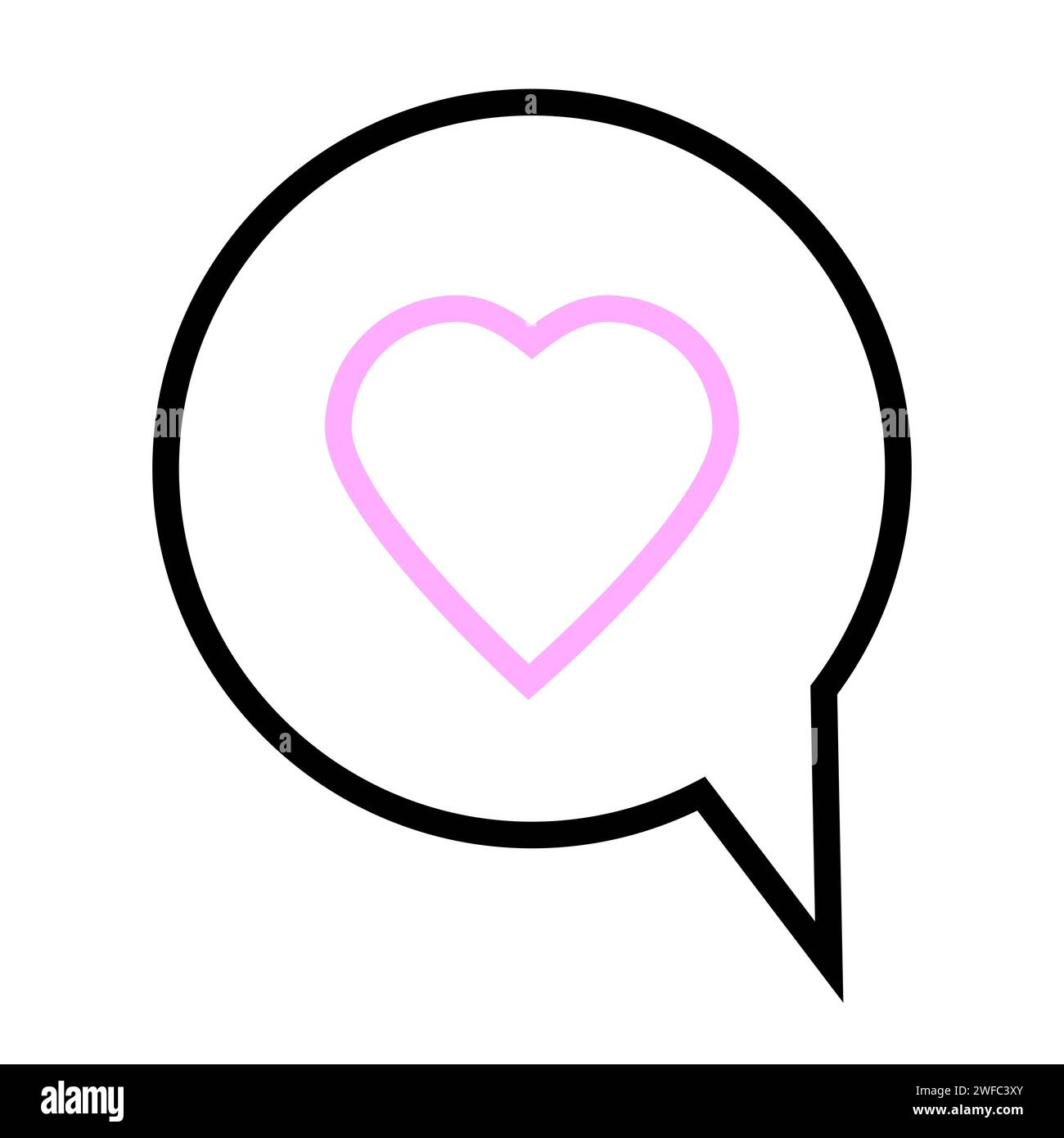 Chat bubble icon. Pink heart. Communicate message sign. Dialogue emblem ...