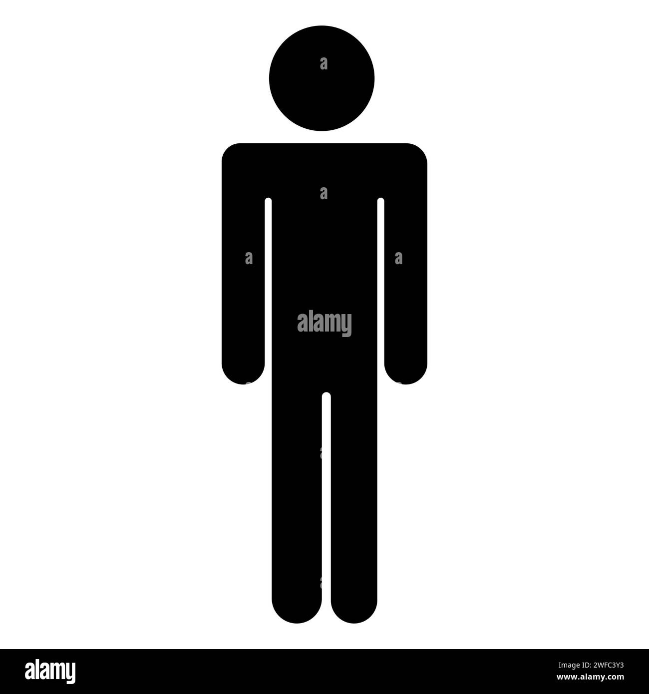 Man icon. Black human silhouette. Flat art. Freehand design. App sign ...