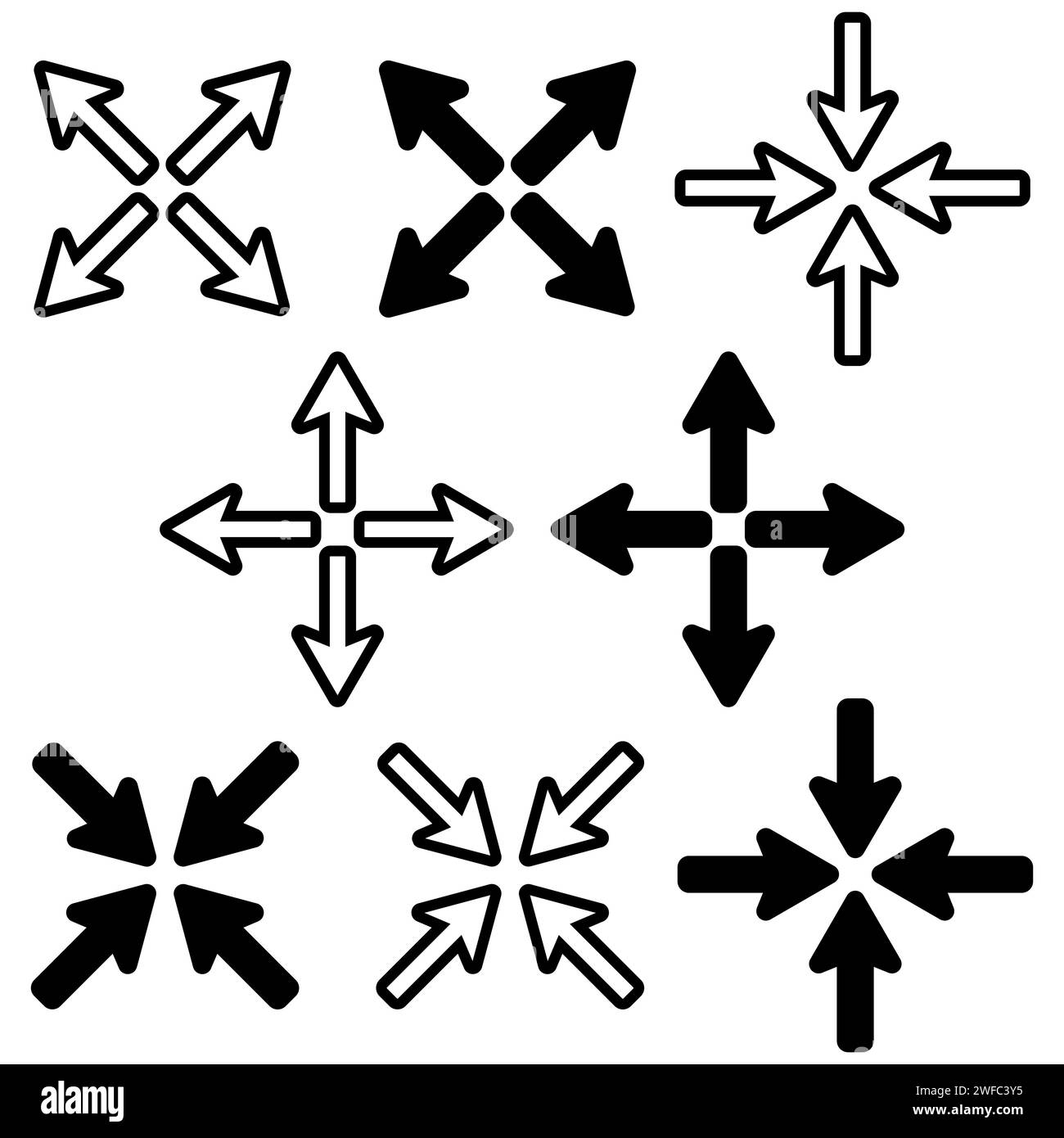 Set arrow icon collection different way arrows sign black vector hi-res stock photography and ...