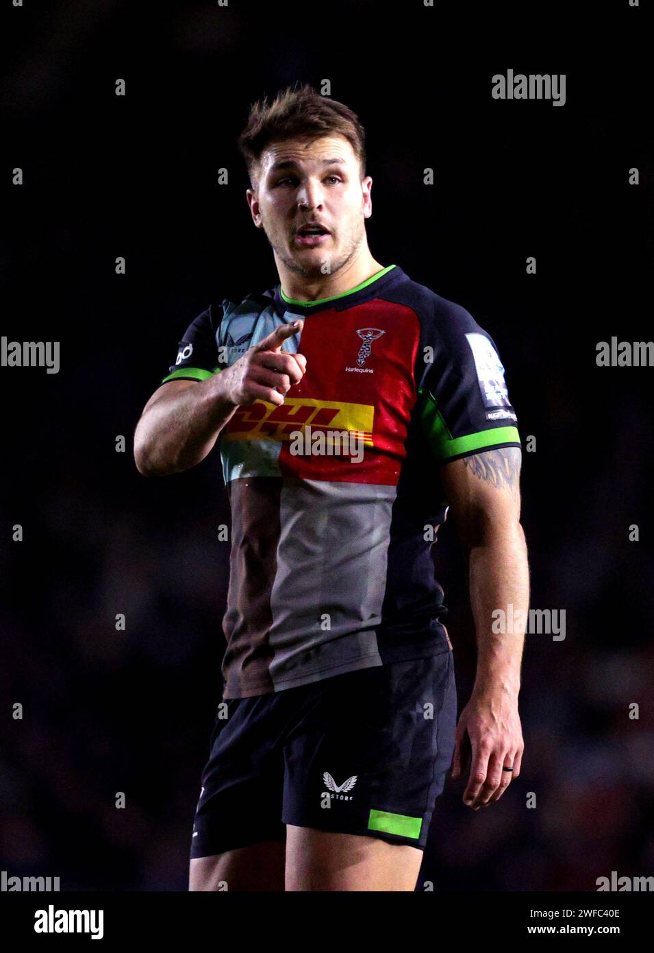 London, UK. 26th January 2024. Harlequin's Andre Esterhuizen the ...