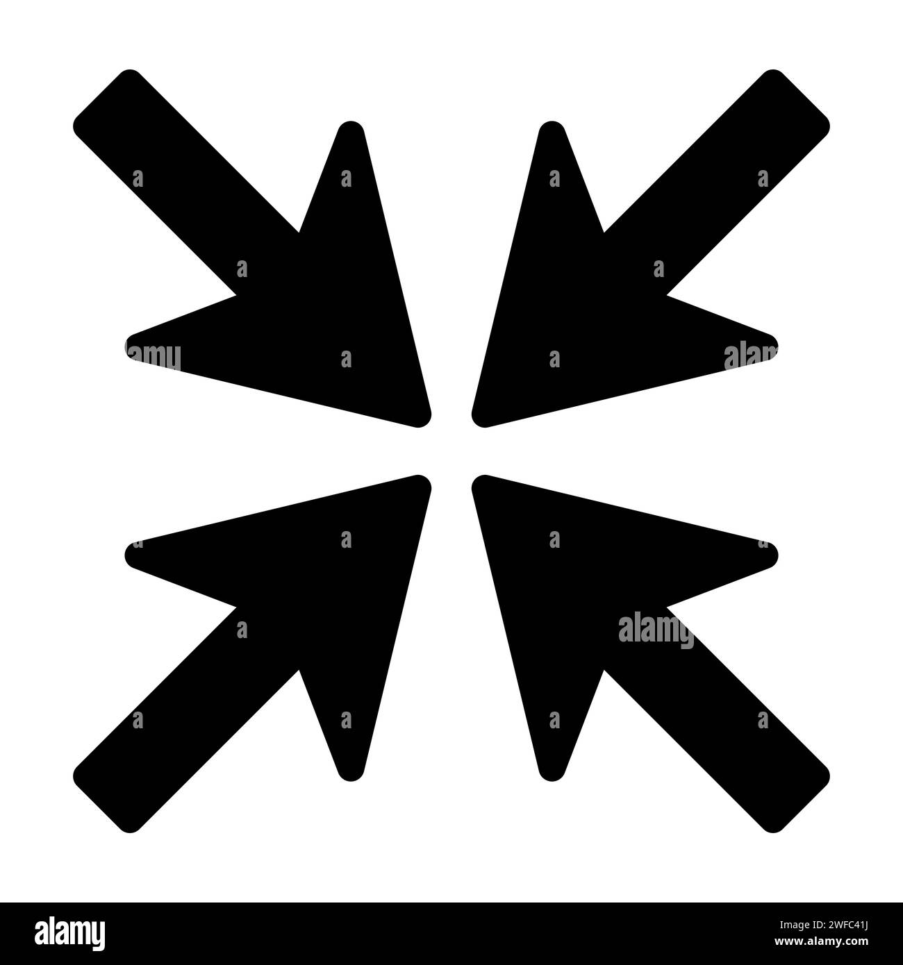 Four arrows inward icon. Simple illustration. Line emblem. Navigation pointer. Vector ...