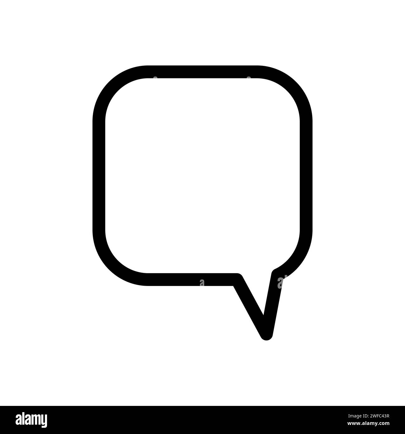 Square chat box icon. Soft outline shape. Message symbol. Simple design ...